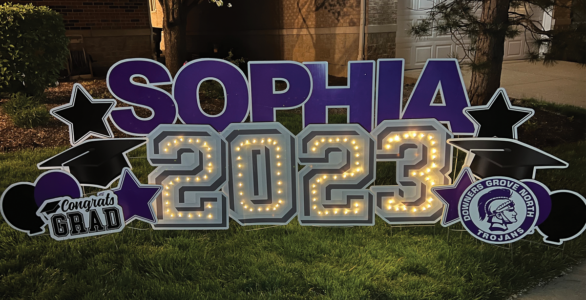 LIGHTED 2025 GRAD SIGN – Blue Bird Yard Signs